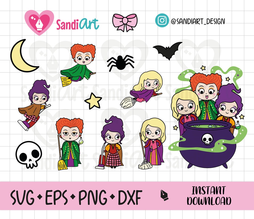 Cute Witch Clipart, Halloween Costumes, Editable Files, SVG, EPS, PNG ...