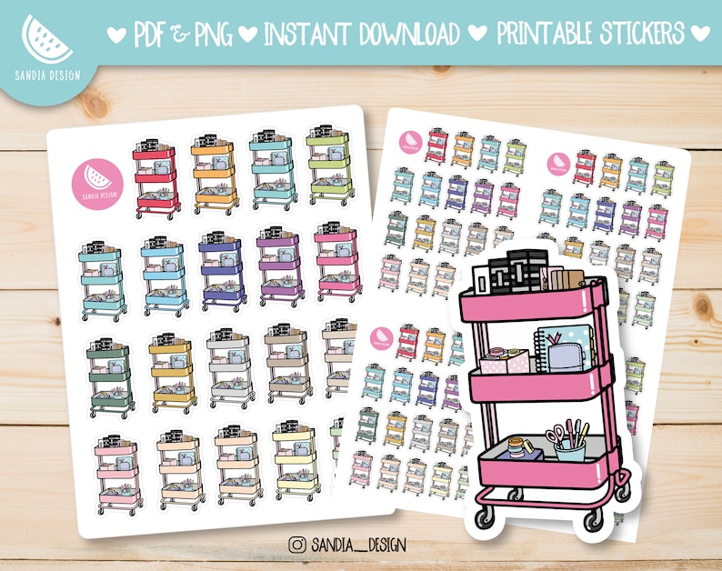 Printable Stickers Sheet Printable Planner Kart Stickers. - Etsy