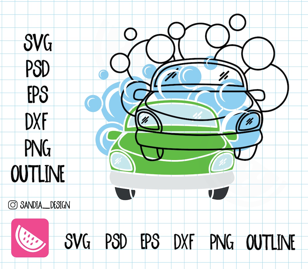 Doodle Paper Car Wash, SVG, PNG, Psd, Outline, Personal and Commercial ...
