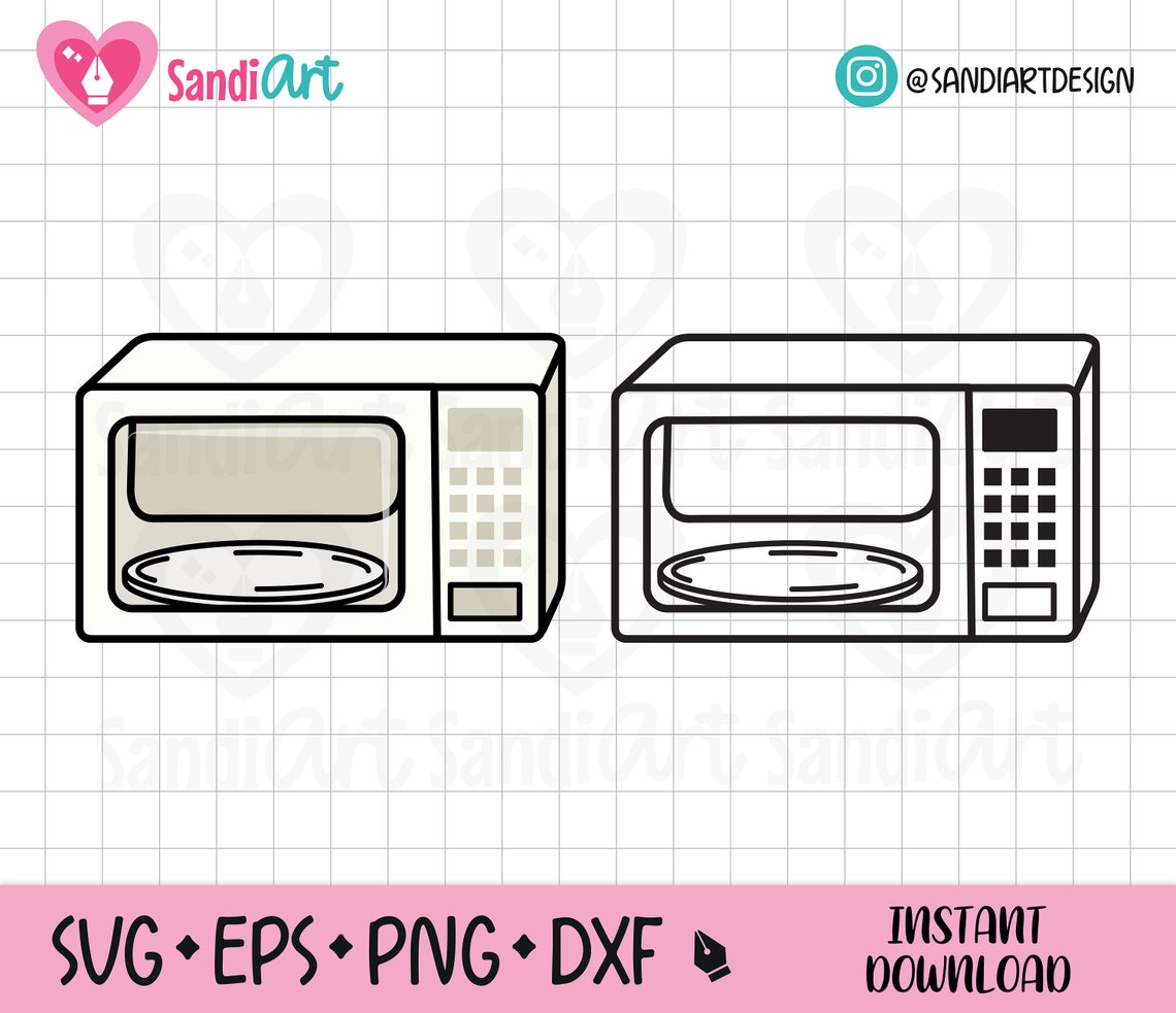 Doodle Microwave Clipart, EPS, SVG, PNG, Dxf, Outline. Commercial Use ...
