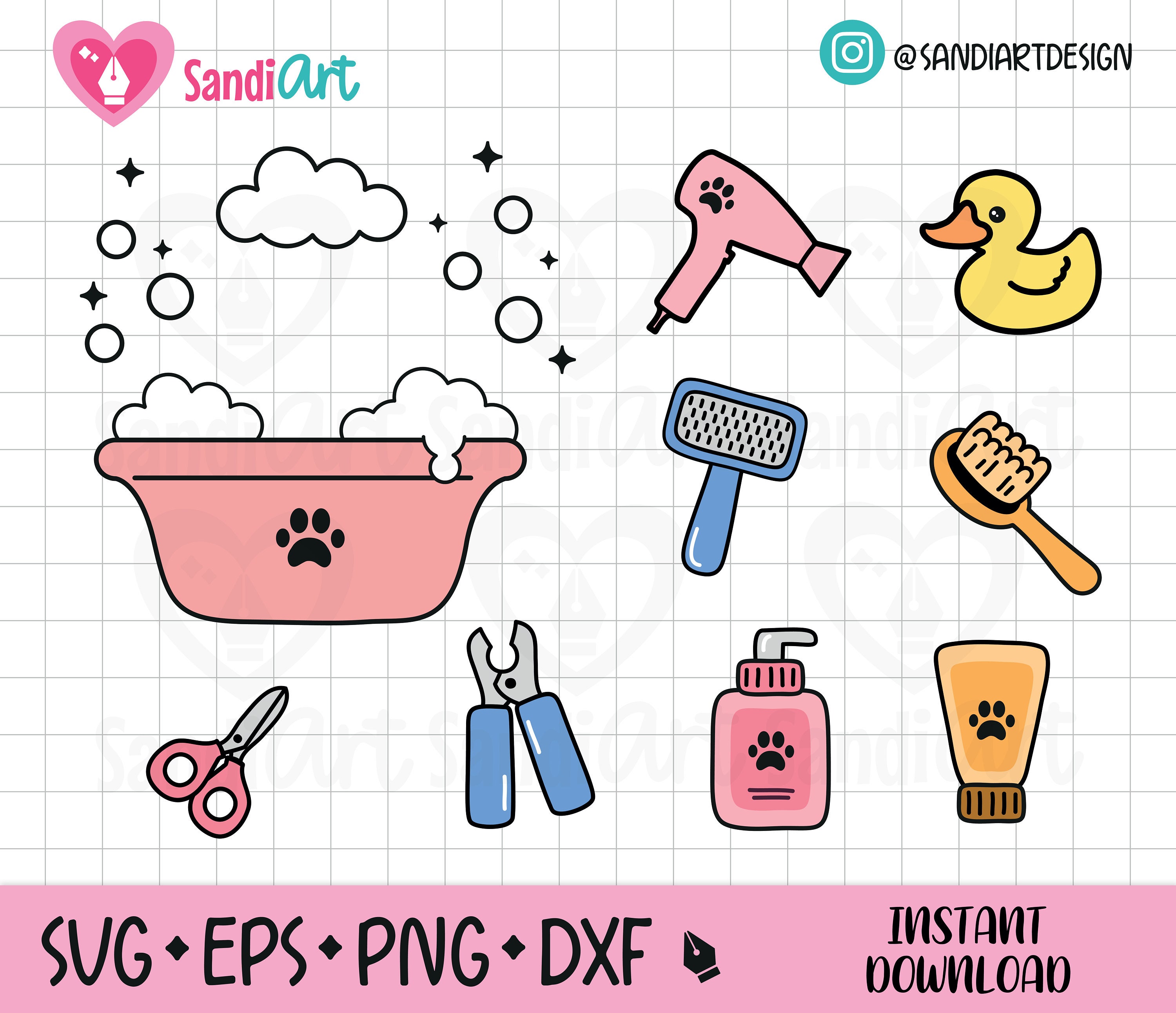 Dog Grooming Elements, SVG, EPS, PNG, Dxf, for Cricut, Silhouette ...