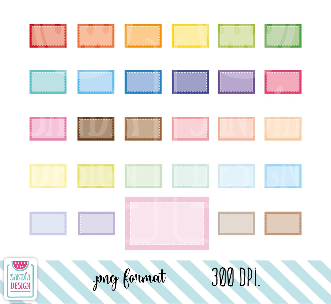 Stiched Half Box Clipart. Personal and Commercial Use. - Etsy