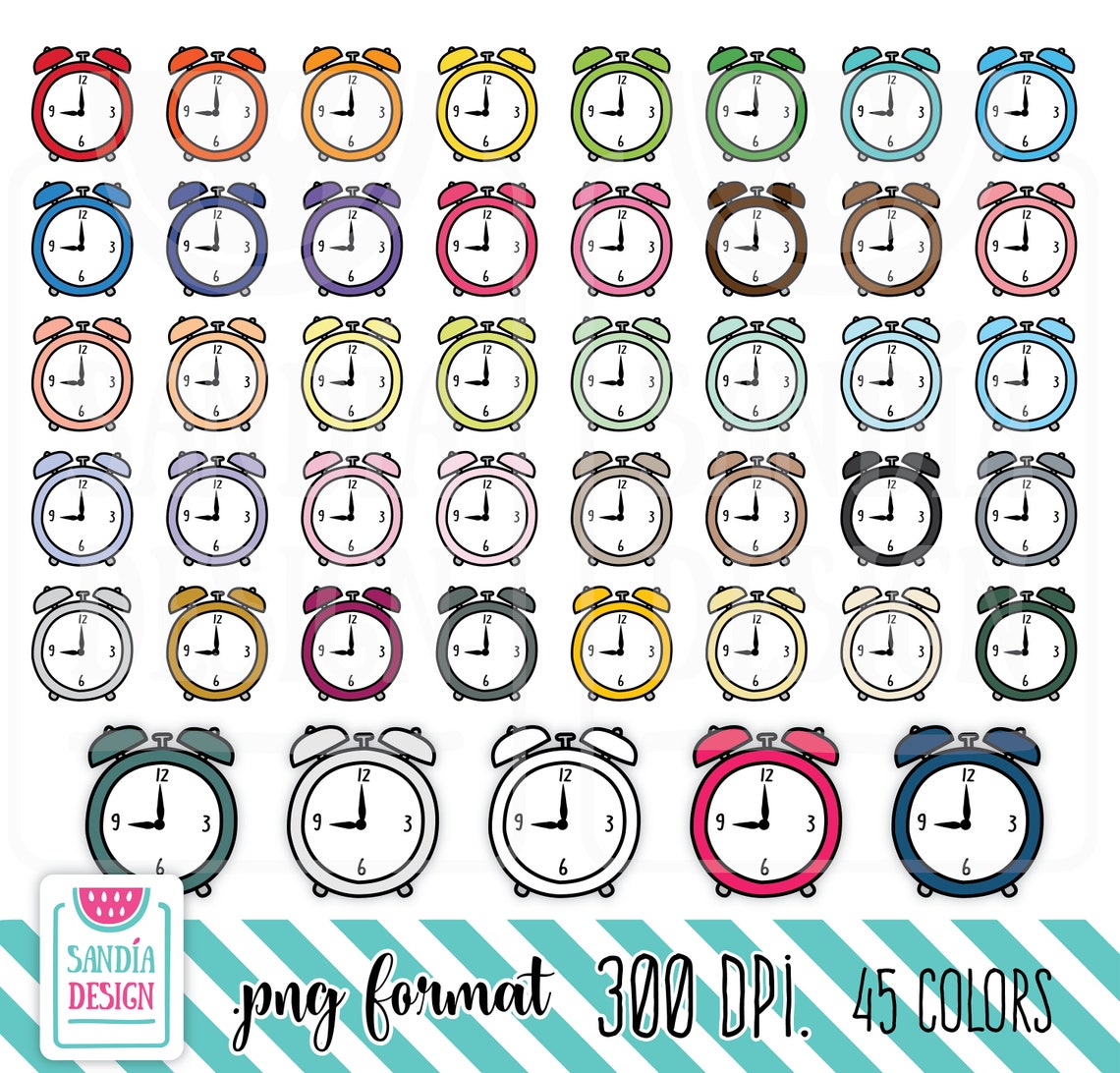 45 Doodle Alarm Clock Clipart. Personal and Commercial Use. - Etsy