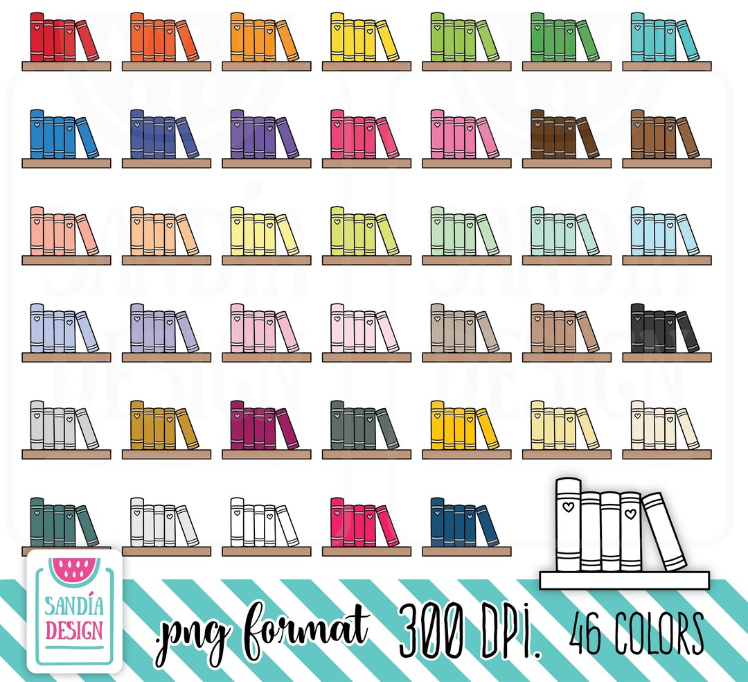 46 Doodle Book Shelf, Clipart. Personal and Commercial Use. - Etsy