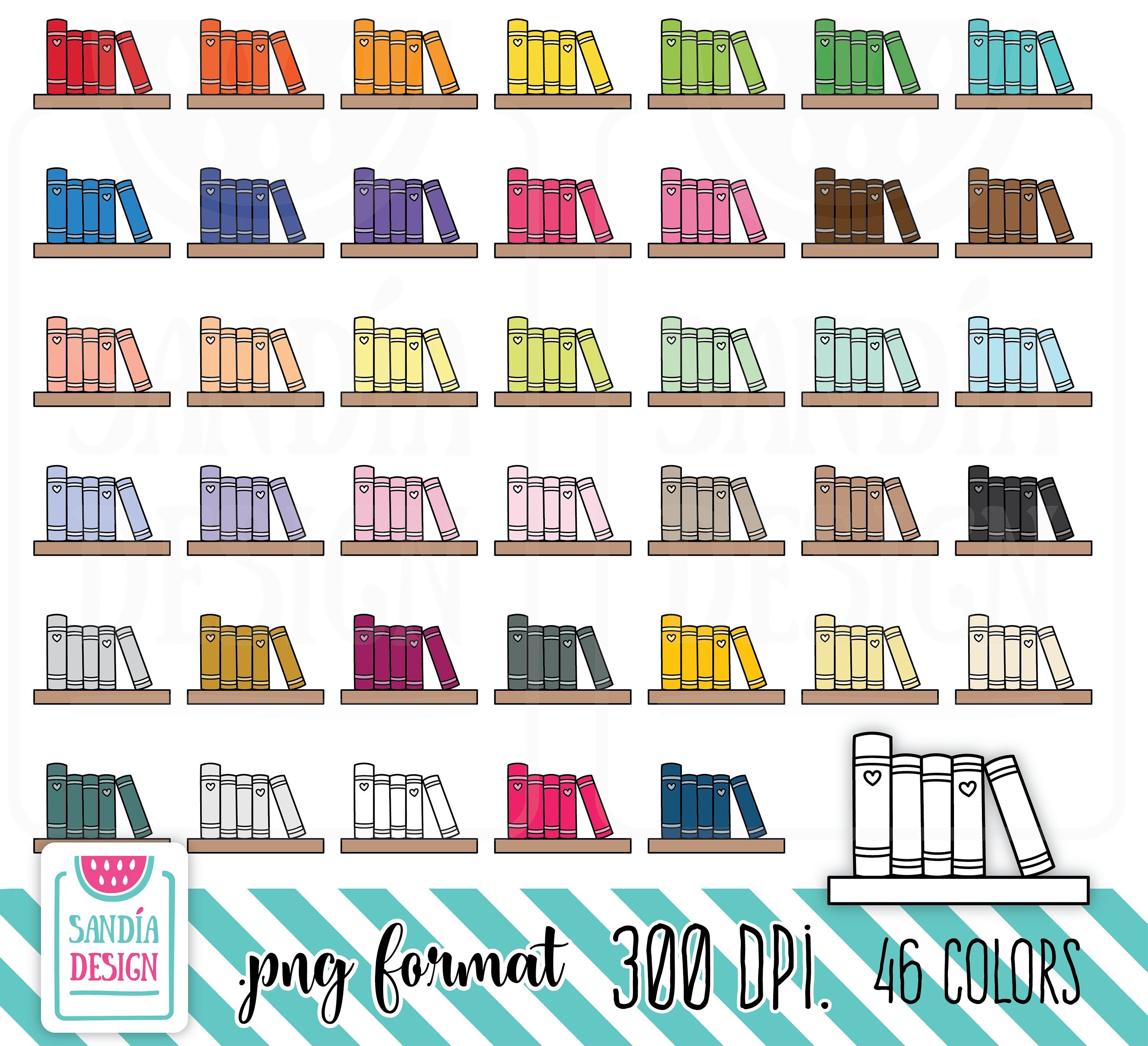 46 Doodle Book Shelf, Clipart. Personal and Commercial Use. - Etsy