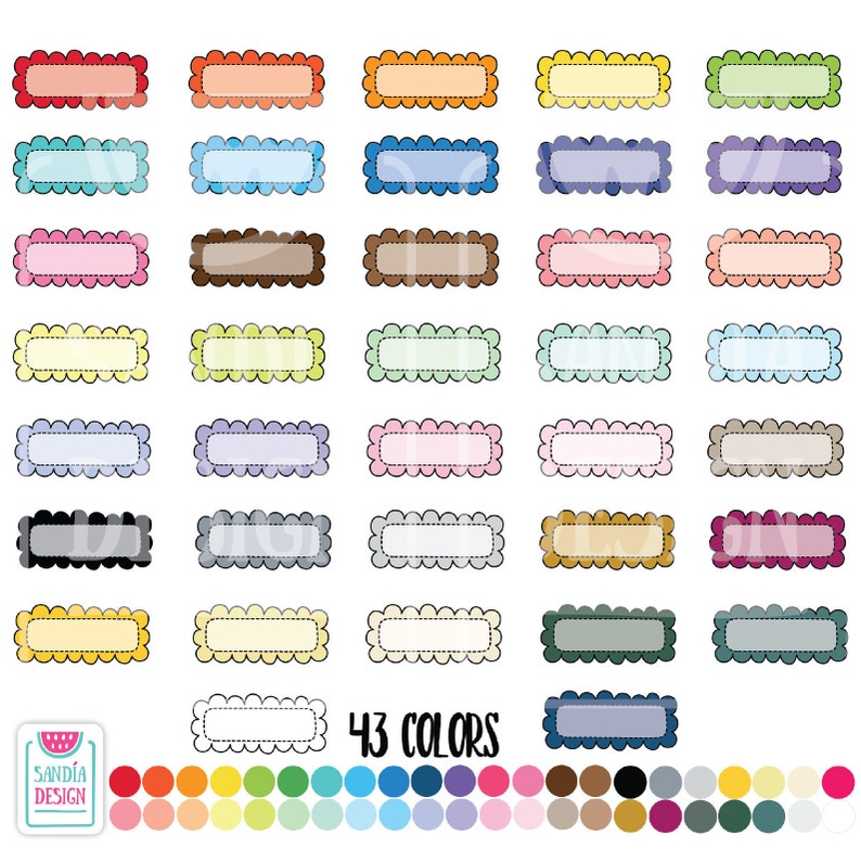 Doodle Quarter Box Scallop Stitched Clipart. Personal and Commercial ...