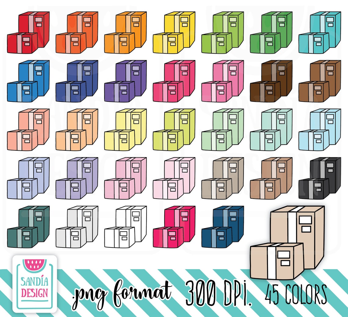 46 Doodle Shipping Boxes Clipart. Personal and Comercial Use. - Etsy