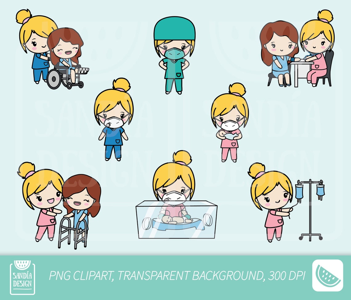 Blond Nursing, Clipart, Nurse Chibi Girl, Personal and Commercial Use ...