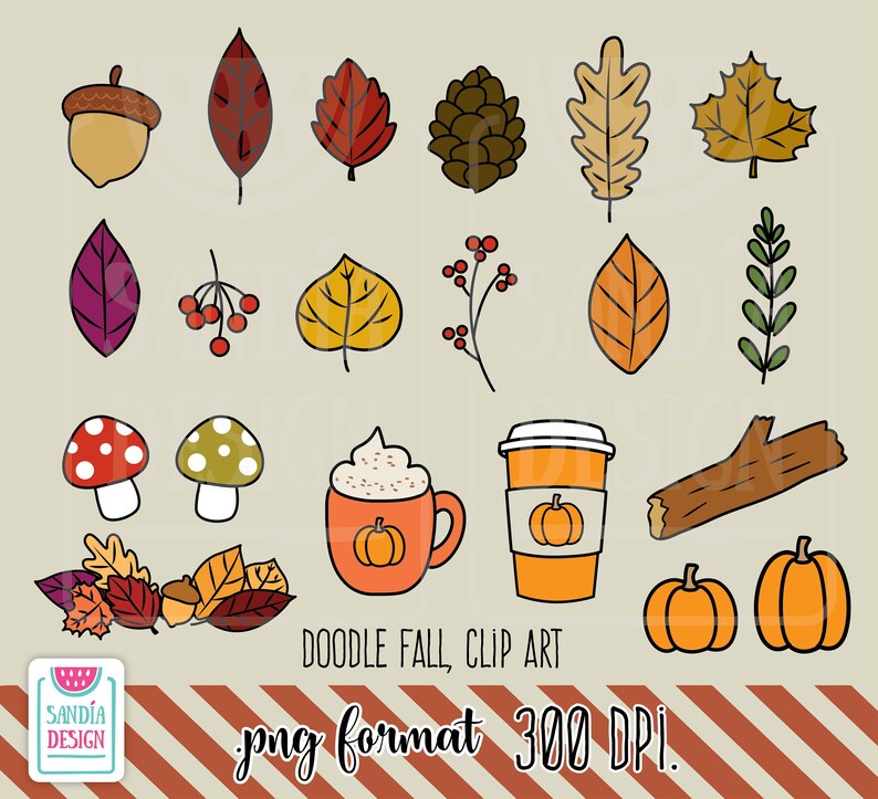 20 Doodle Fall Clipart. Fall Set 2. Personal and Commercial Use. - Etsy