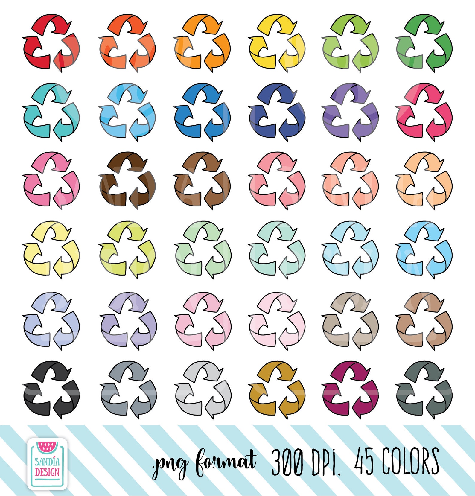 45 Doodle Recycle Icon Clipart. Personal and Commercial Use. - Etsy