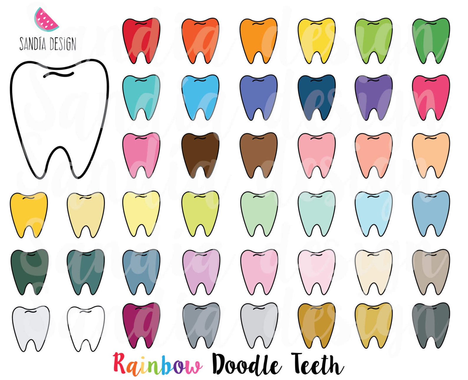 43 Doodle Teeth clipart. Personal and comercial use. | Etsy