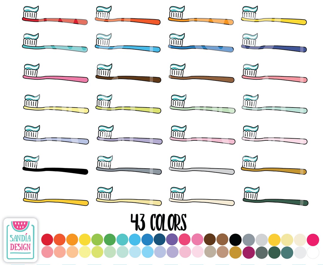 Doodle Toothbrush Clipart. Personal and Commercial Use. - Etsy
