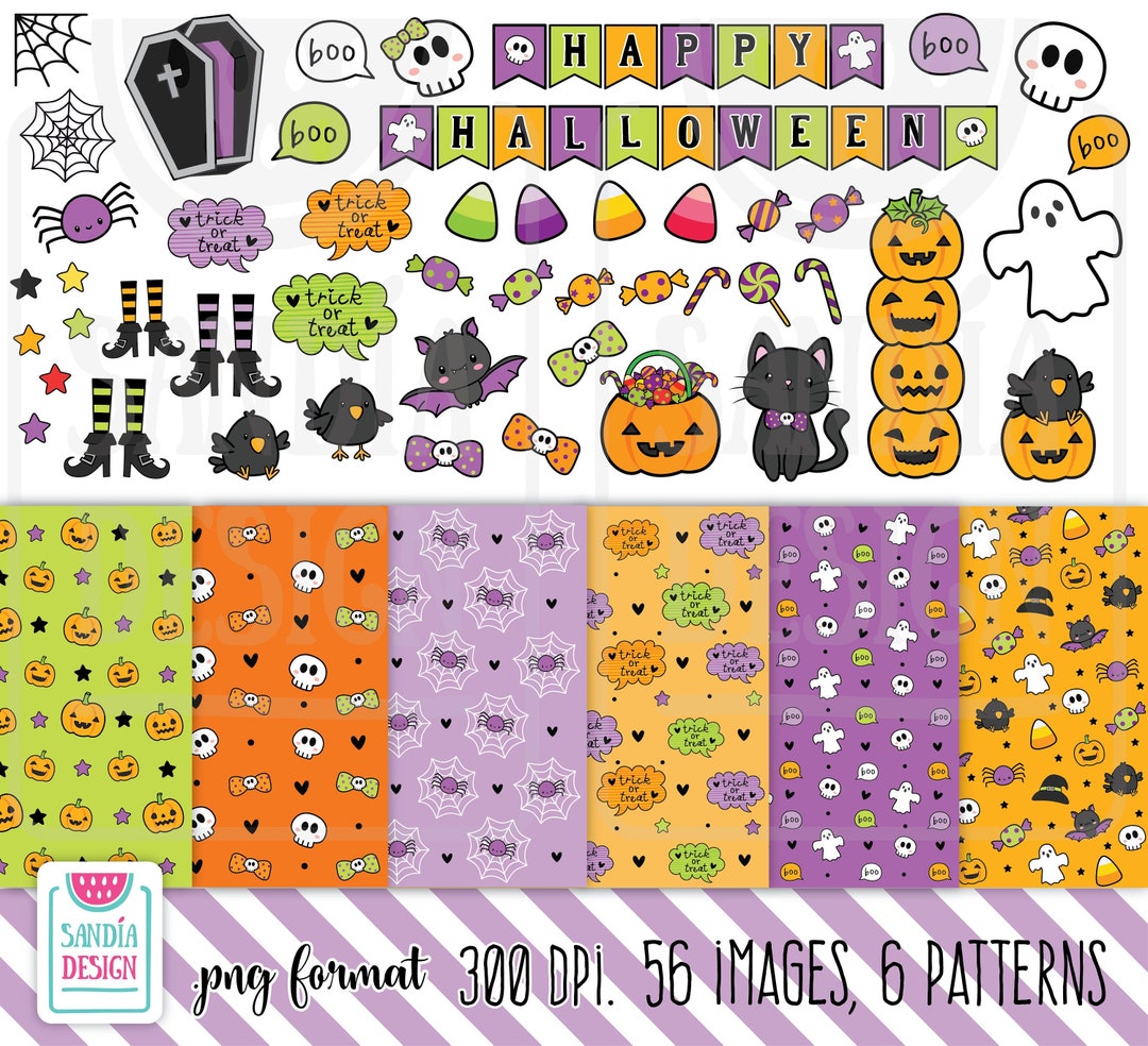 Doodle Halloween Clipart. Trick or Treat Set. Personal and Commercial ...