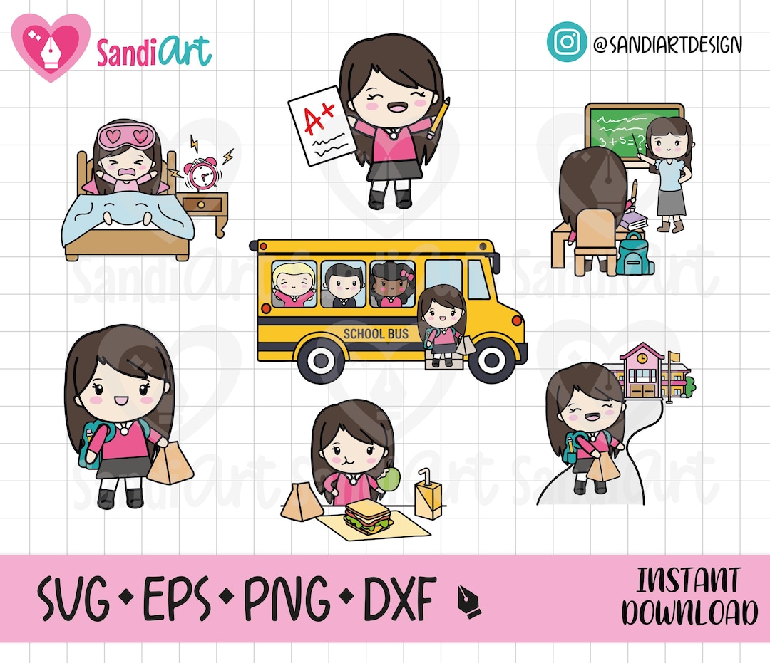 Back to School Chibi, SVG, PNG, EPS, Outline, Commercial Use - Etsy