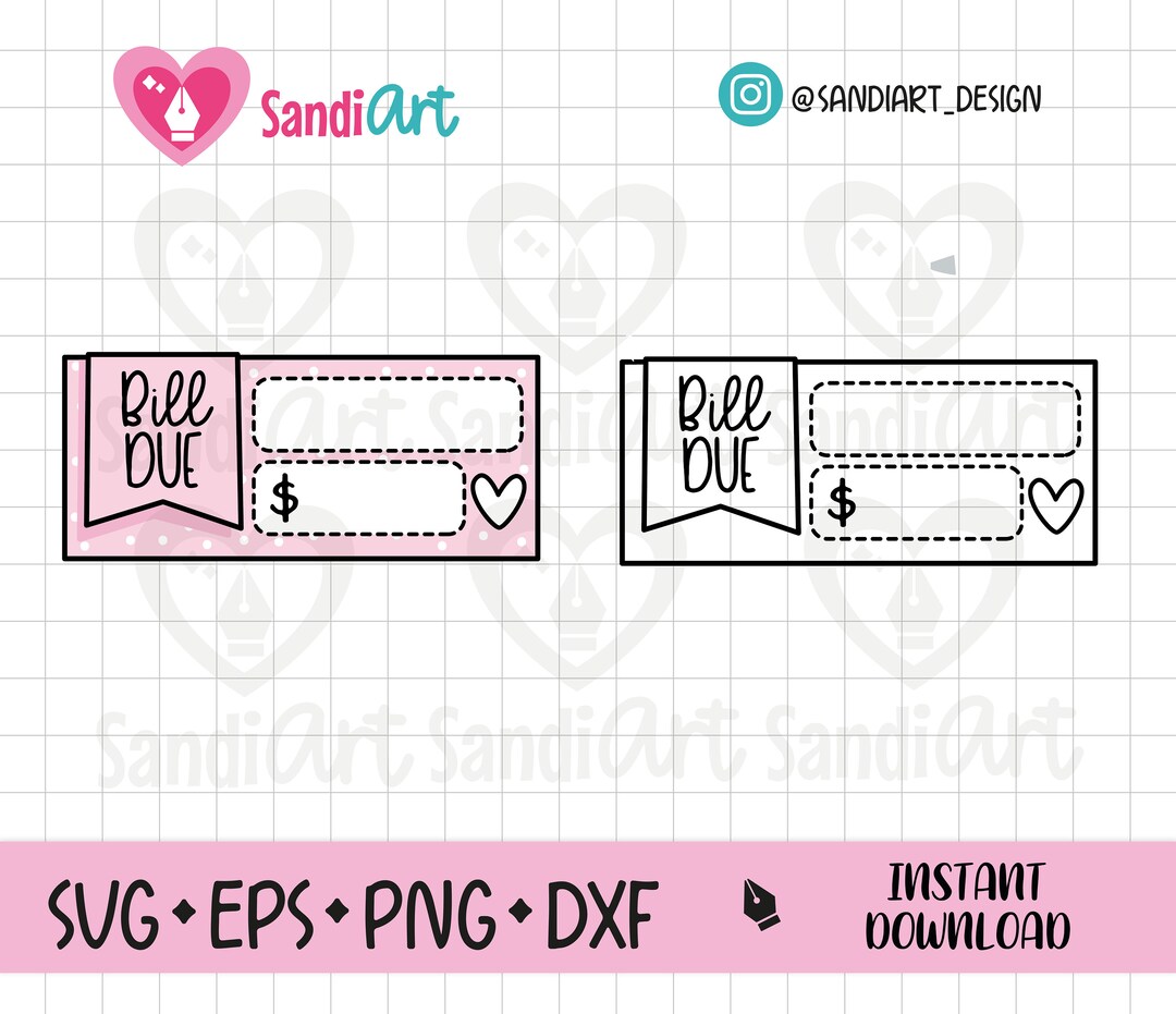 Bill Due Quarter Box, Editable Files, SVG, EPS, PNG, Dxf, Outline ...