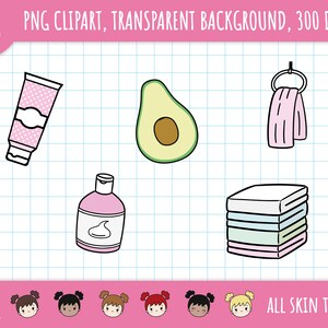 Chibi, Self Care, Girls Bundle Clipart, All Skin and Hair Tones. Chibi ...