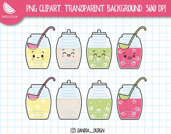 Kawaii Mexican Fresh Waters Clipart Aguas Frescas Clipart Etsy México