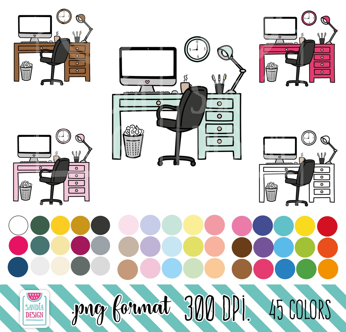 45 Doodle Desk Clipart. Personal and Commercial Use. - Etsy