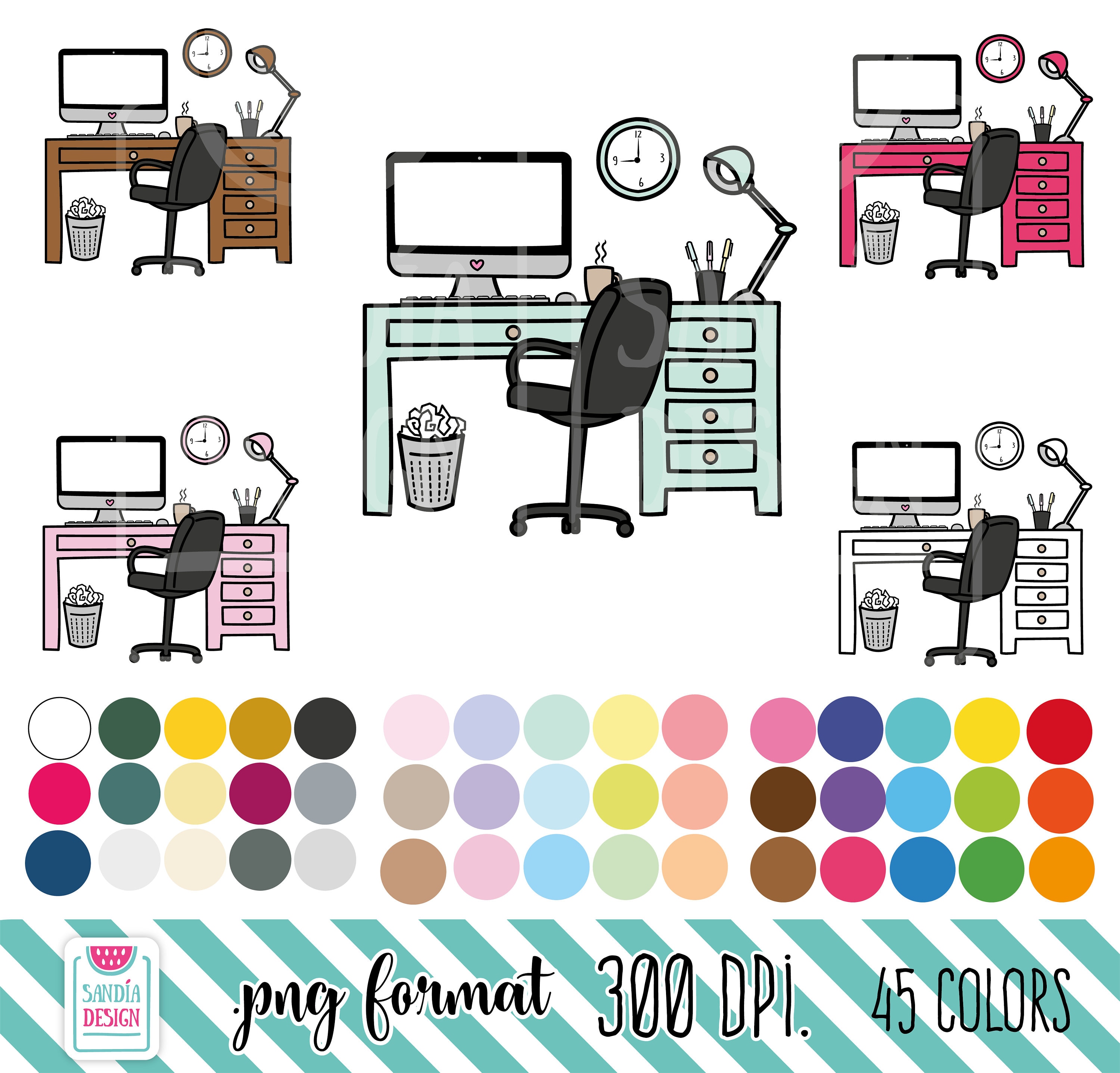 45 Doodle Desk Clipart. Personal and Comercial Use. - Etsy