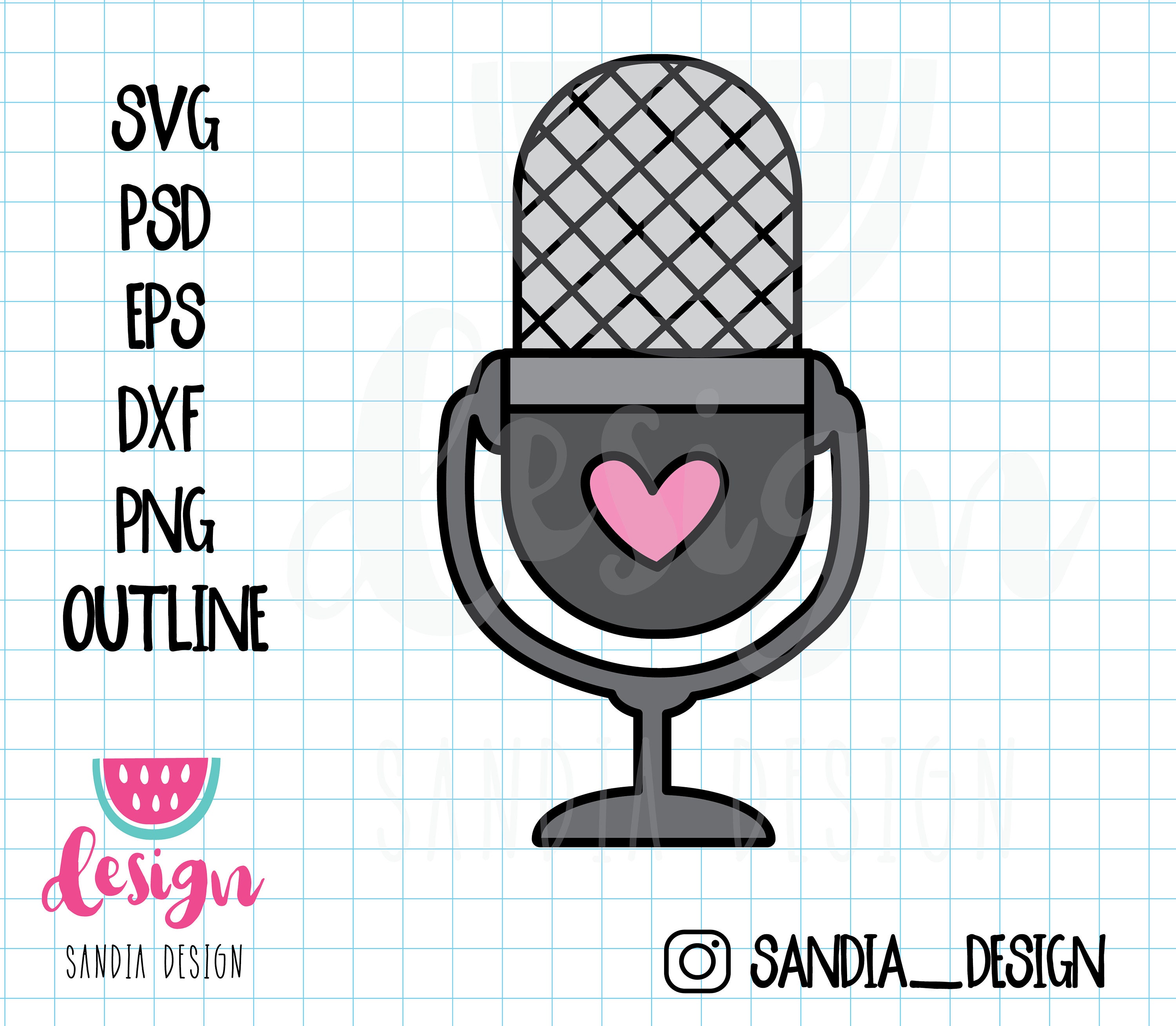 Doodle Microphone SVG PNG PSD Outline Personal and - Etsy UK