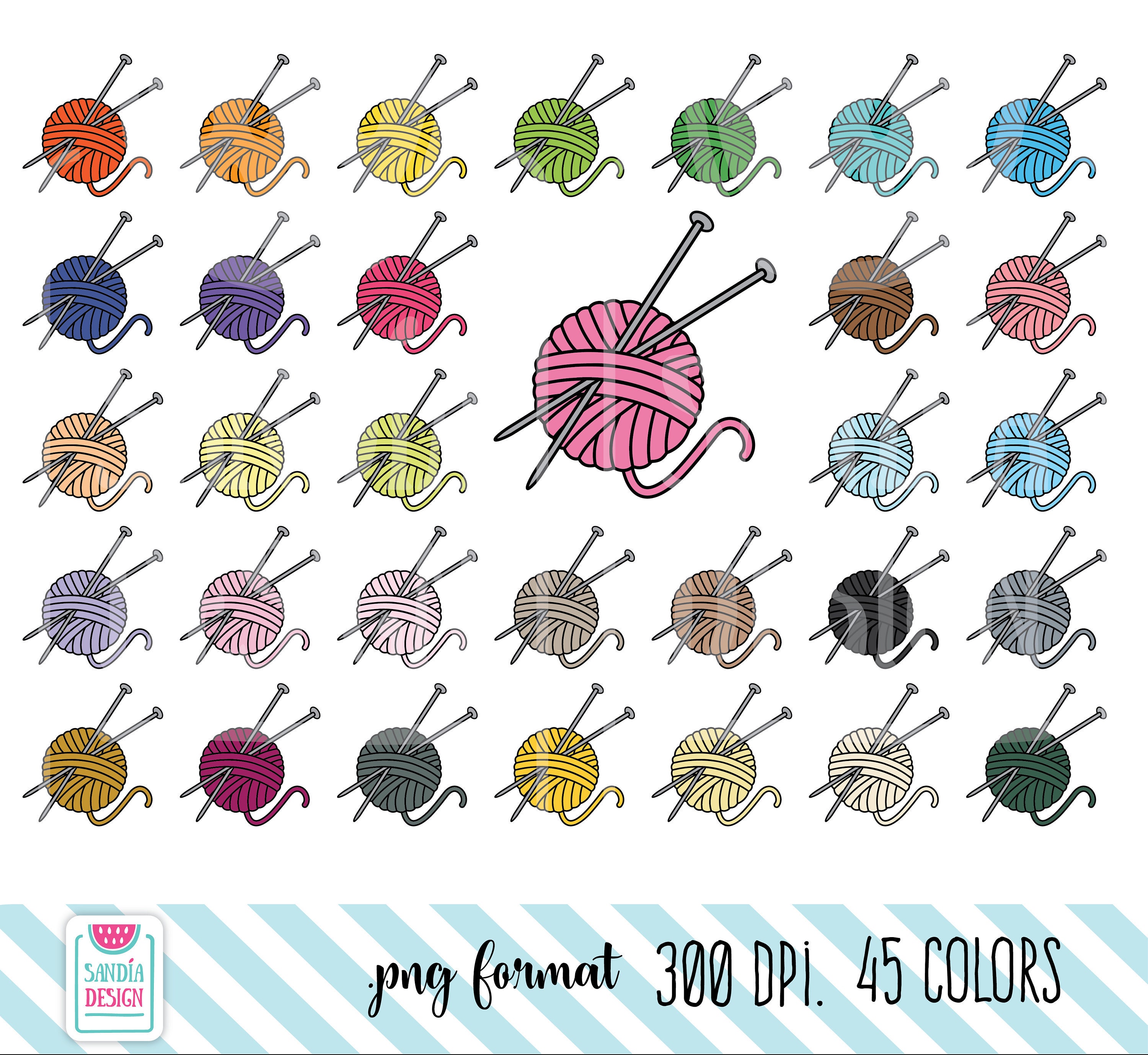 45 Doodle Knitting Clipart. Personal and Comercial Use. | Etsy UK
