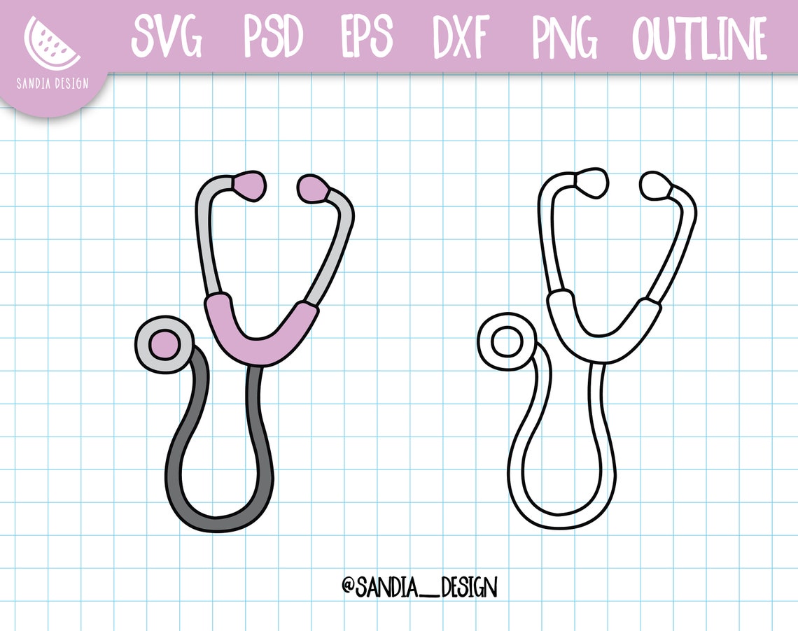 Doodle Stethoscope, SVG, PNG, Psd, Outline, Personal and Commercial Use ...