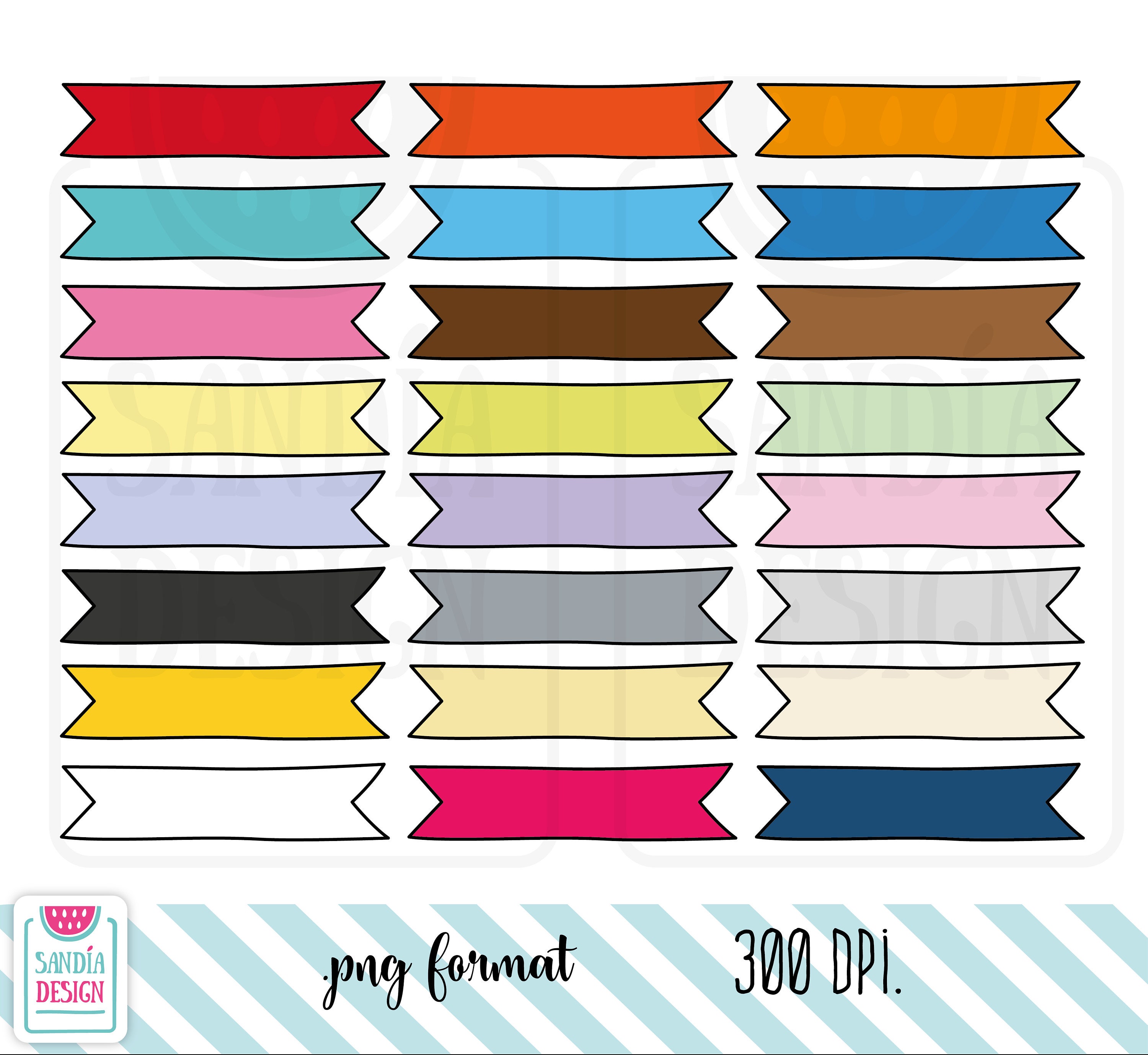 Doodle Banner Clipart. Personal and Comercial Use. - Etsy