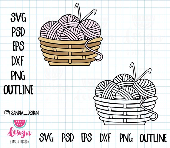 Doodle Crochet SVG PNG PSD Outline Personal and Comercial - Etsy