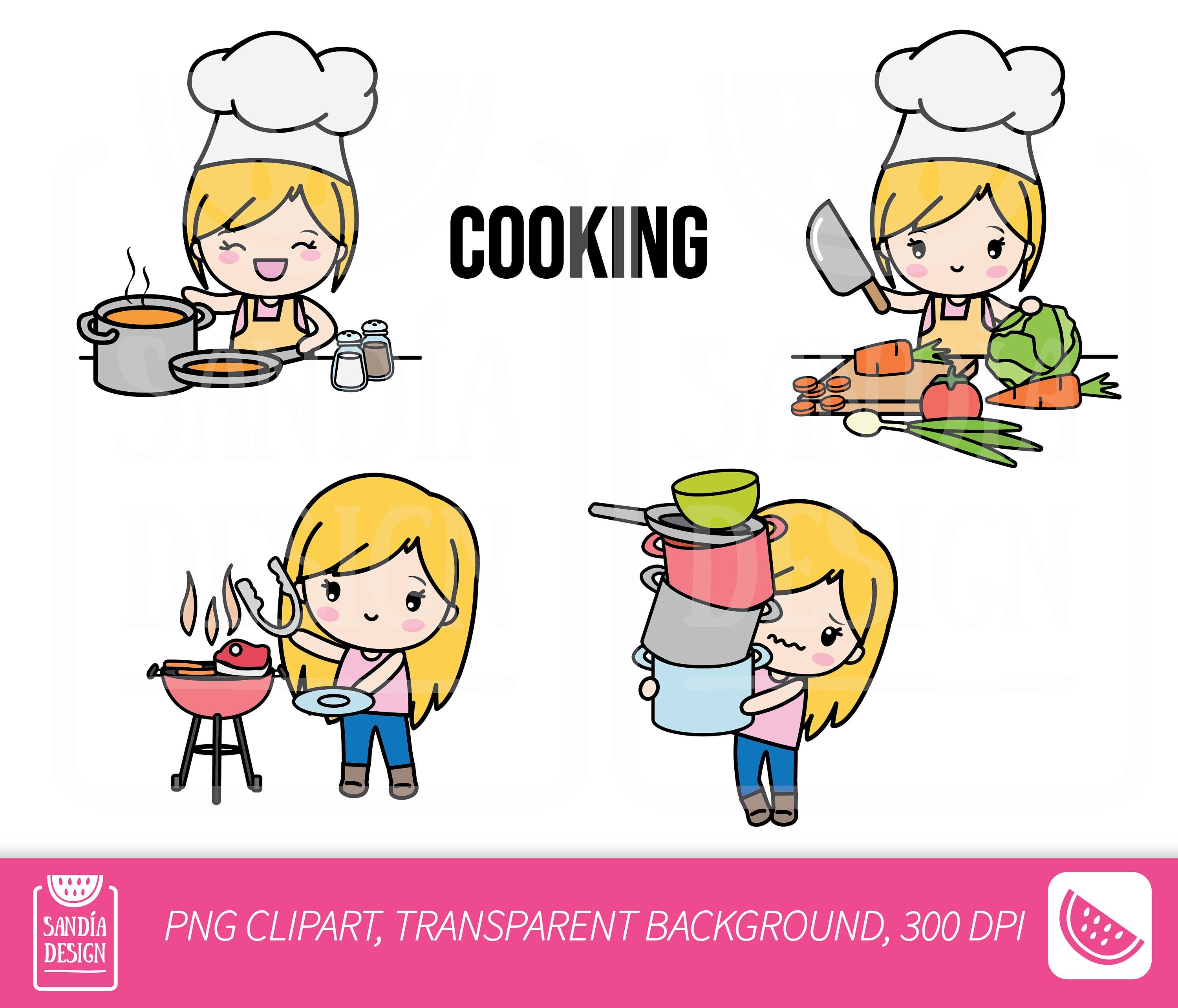 Little Girl Cooking Clipart