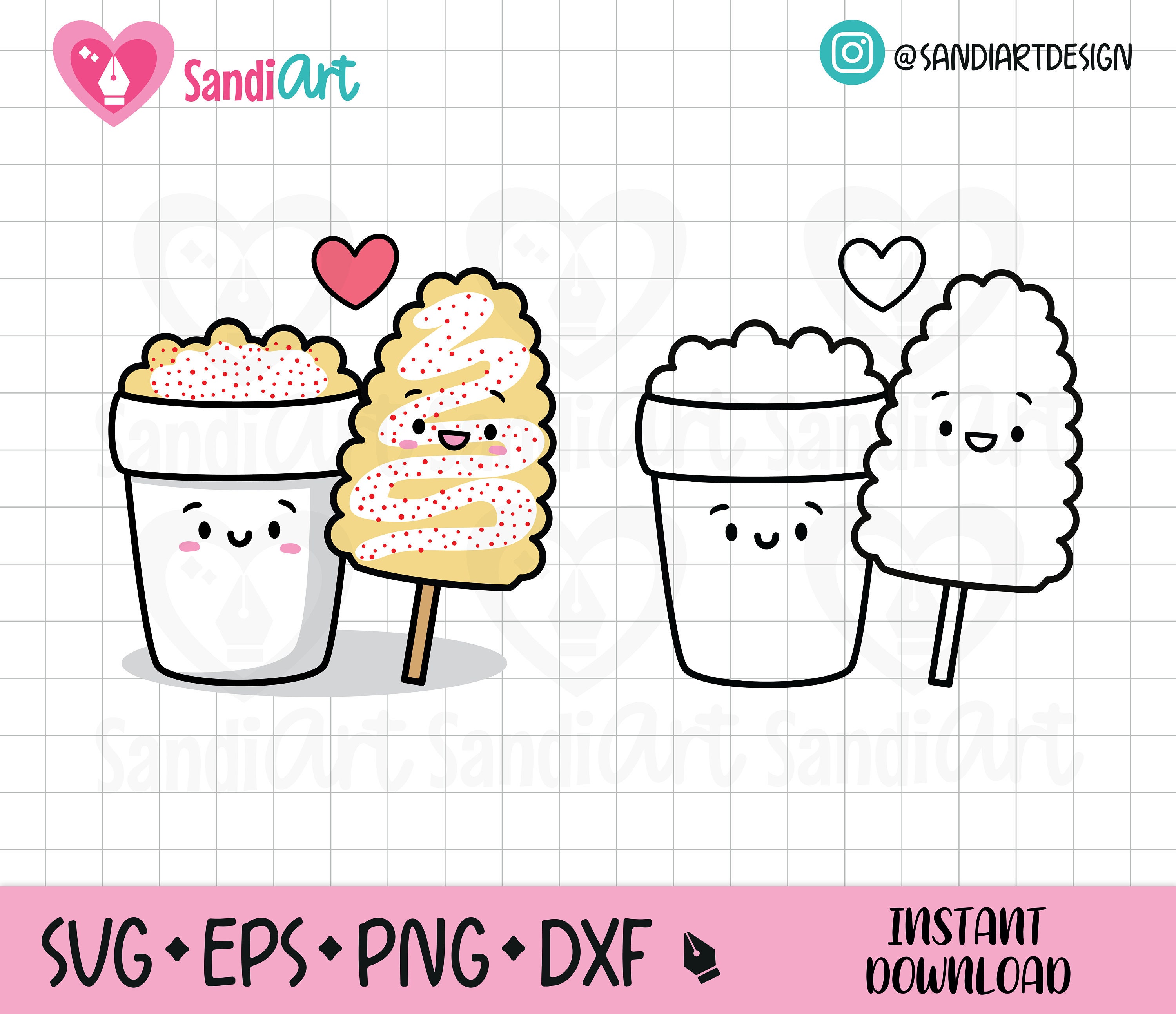 Cute Couple Elote Y Esquites, EPS, SVG, PNG, Dxf, Outline, Commercial ...