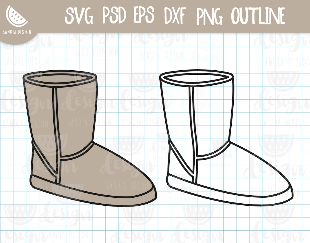 Doodle Ugg Boots, SVG, PNG, Psd, Outline, Personal and Commercial Use ...