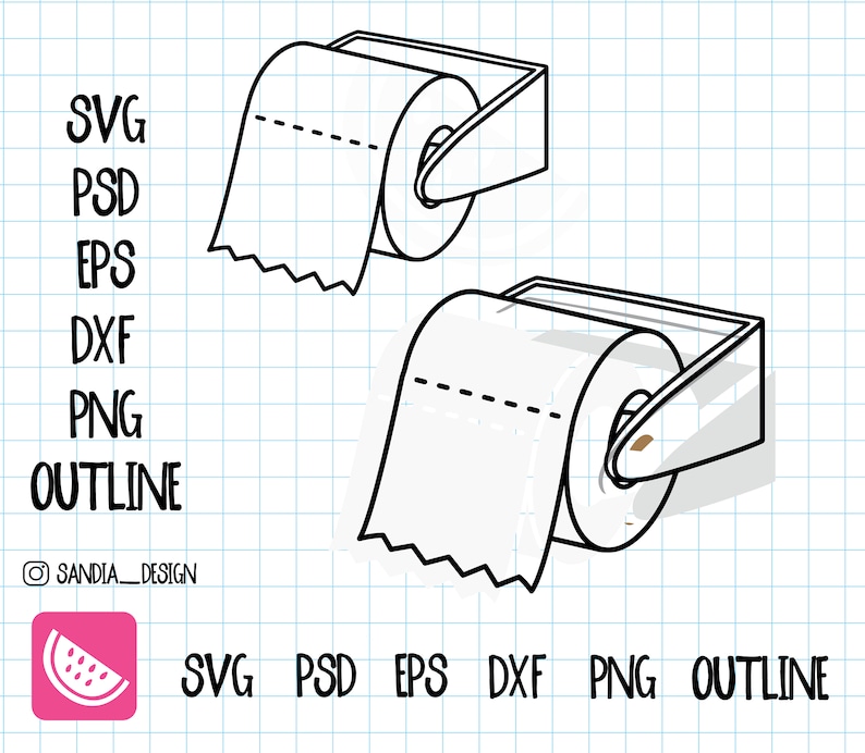 Doodle Paper Toilet, SVG, PNG, Psd, Outline, Personal and Commercial ...
