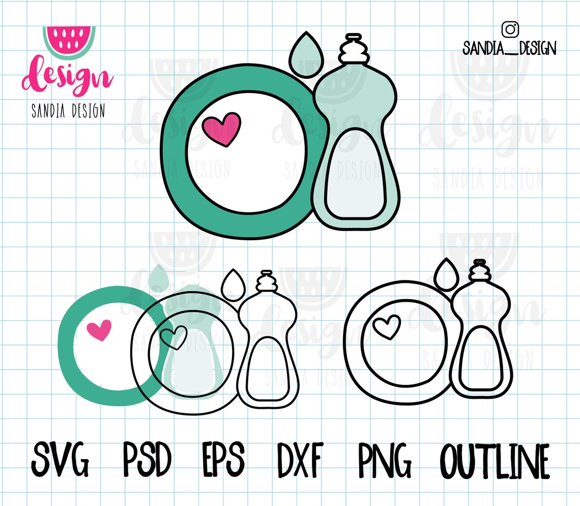 Doodle Wash Dishes SVG PSD PNG Outline Clipart. Personal - Etsy