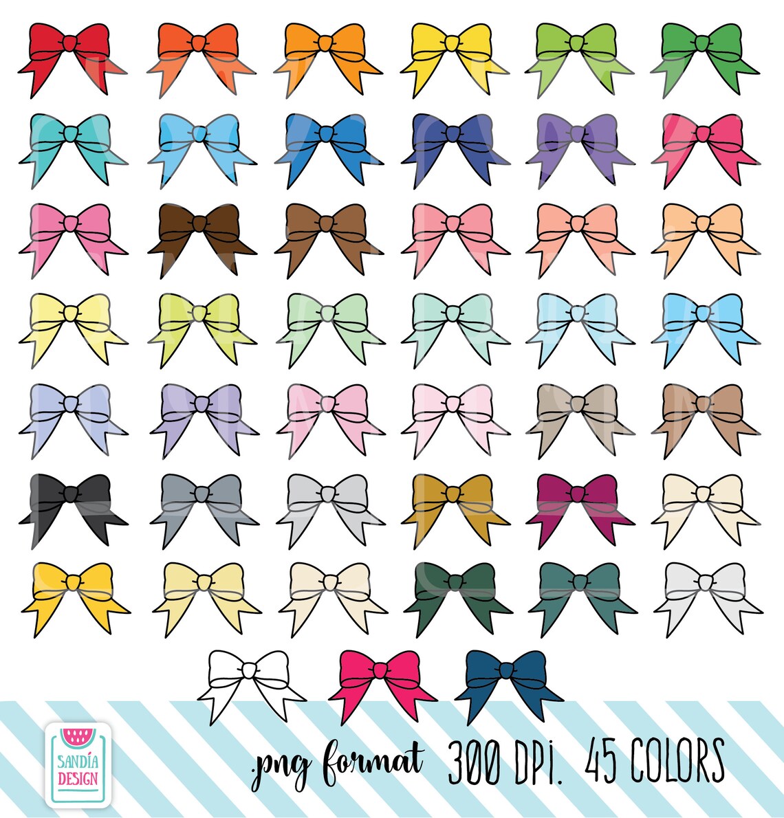 45 Doodle Bow Clipart. Personal and comercial use. | Etsy