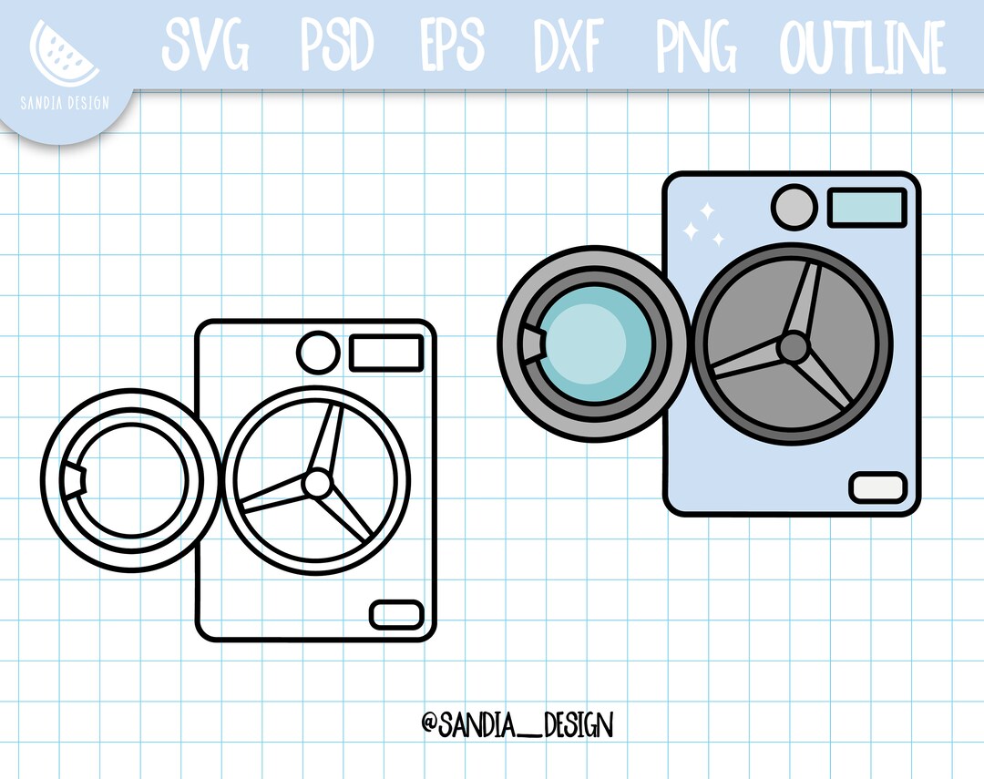 Doodle Clean Washing Machine, SVG, PNG, Psd, Outline, Personal and ...