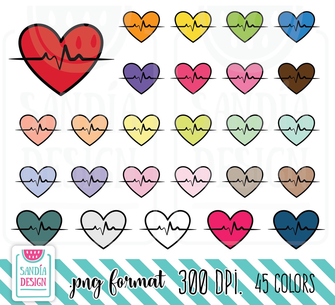 45 Doodle Electrocardiogram, Clipart. Personal and Comercial Use. - Etsy