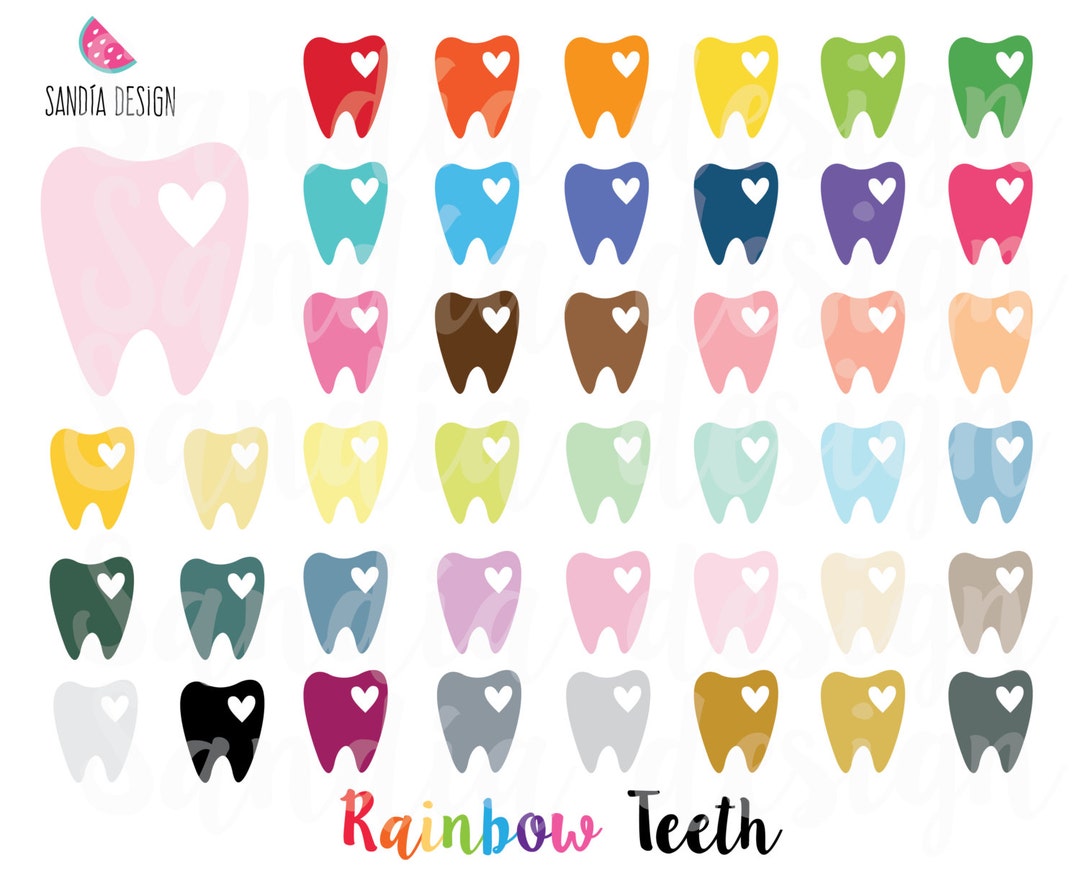43 Rainbow Teeth Clipart, Dentist Clipart. Personal and Commercial Use ...