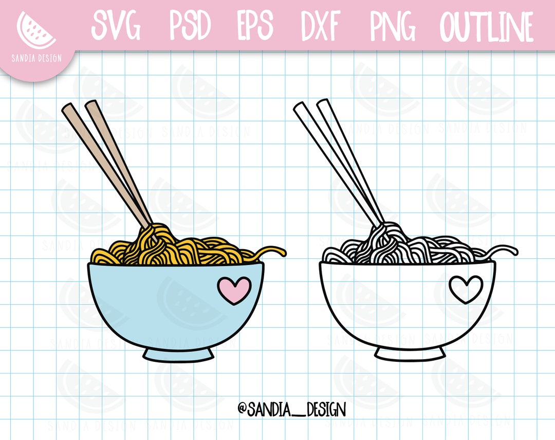 Doodle Ramen Bowl, SVG, PNG, Psd, Outline, Personal and Commercial Use ...