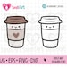 Cute Kawaii Coffee to Go, Editable Files, SVG, EPS, PNG, Dxf, Outline ...