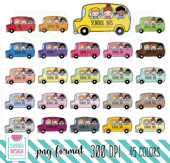 45 Doodle School Bus Clipart. Personal and Comercial Use. | Etsy UK