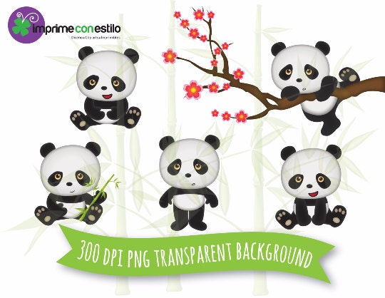 Panda Bear Digital Clipart Set. Panda Bear. Personal and Small ...