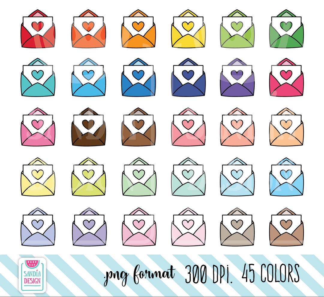 45 Doodle Happy Mail Clipart. Envelope Clipart. Personal and Commercial ...