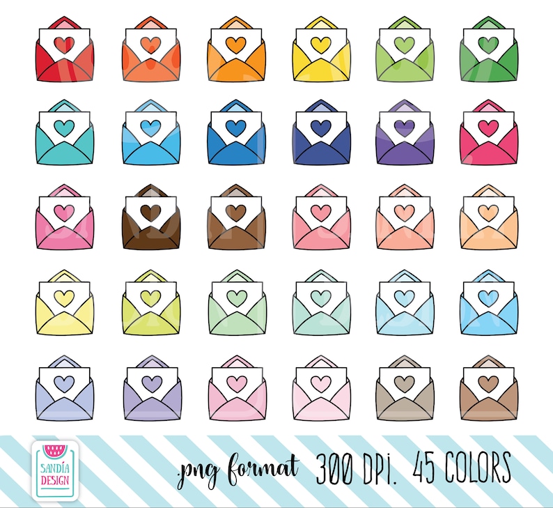 45 Doodle Happy Mail Clipart. Envelope Clipart. Personal and Commercial ...