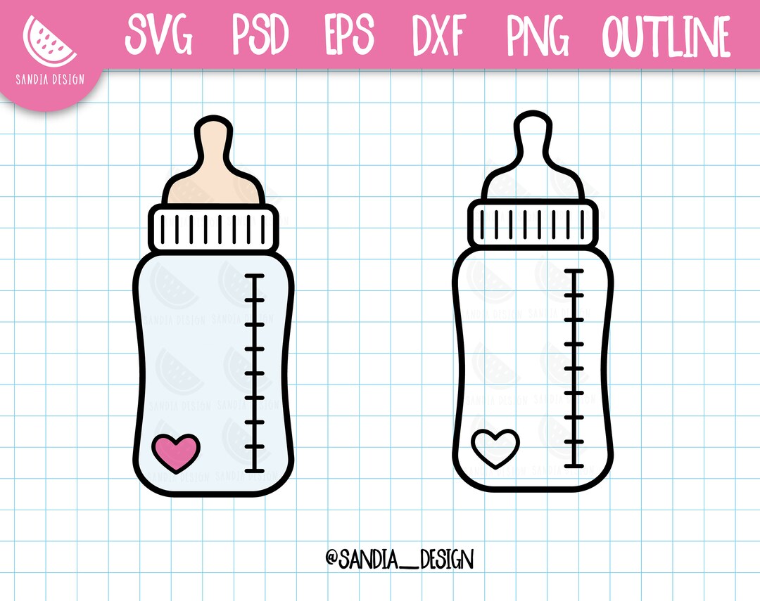 Doodle Feeding Bottle, Baby Bottle, SVG, PNG, Psd, Outline, Personal ...