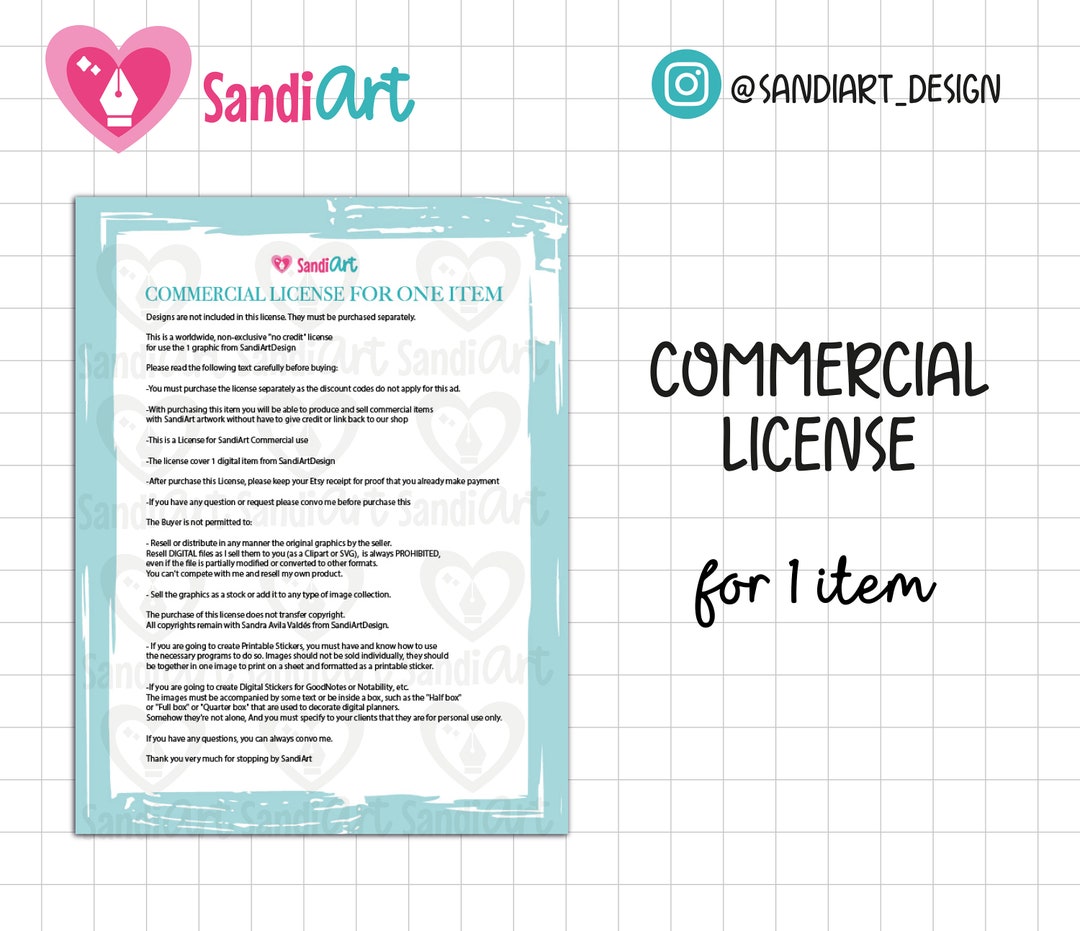 Commercial License for 1 Item, No Credit Required, Please Buy ...