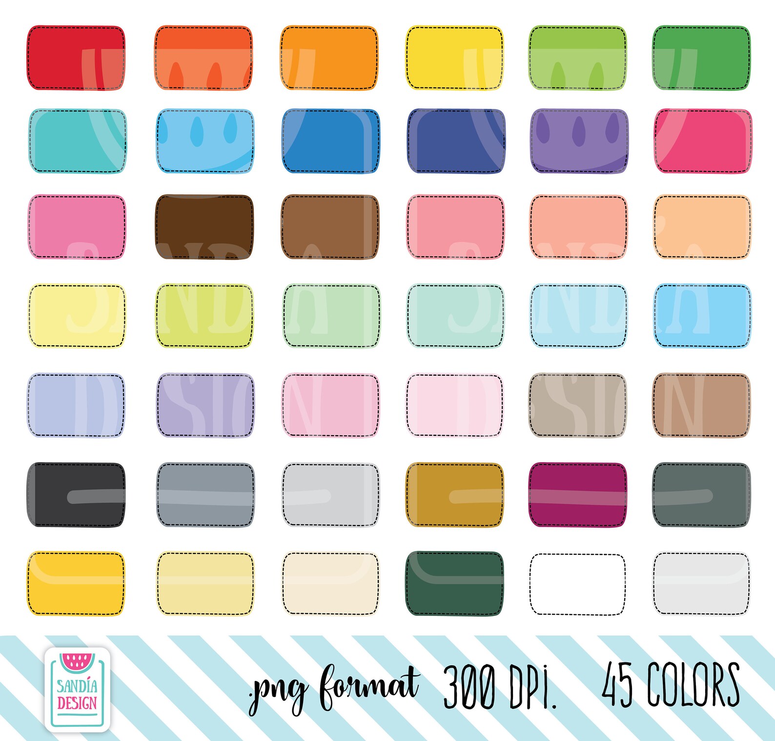 45 Doodle Stitched Half Box Clipart. Personal and Comercial | Etsy