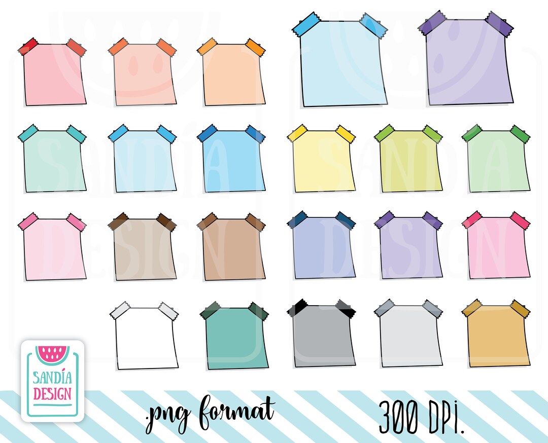 20 Doodle Sticky Note Tapes Clipart. Personal and Commercial Use. - Etsy
