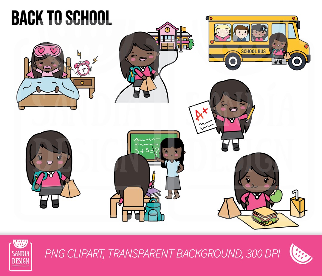 BACK TO SCHOOL, Chibi Girl, African-american Girl, Clipart, Chibi Girl ...