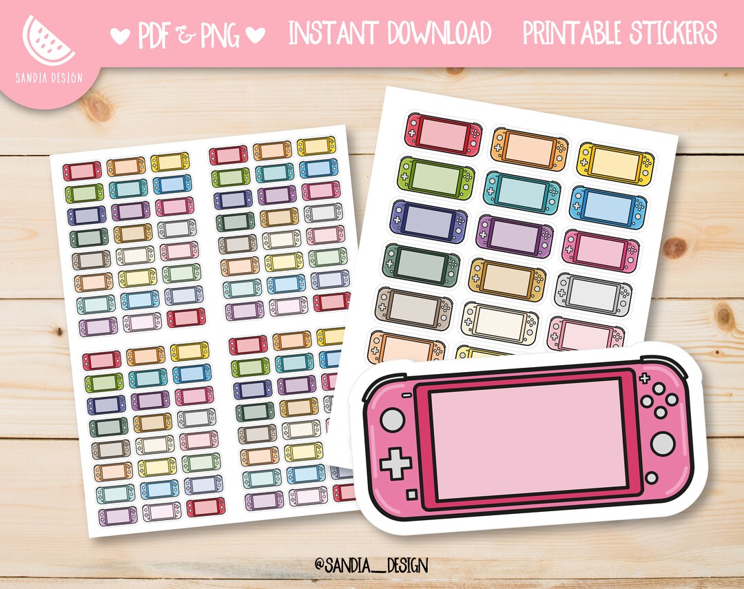Printable Stickers Sheet, Doodle Switch Controller Stickers. Doodle ...