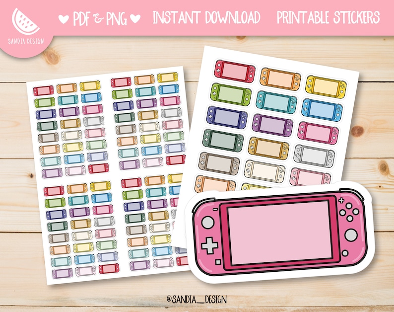 Printable Stickers Sheet Doodle Switch Controller Stickers. - Etsy